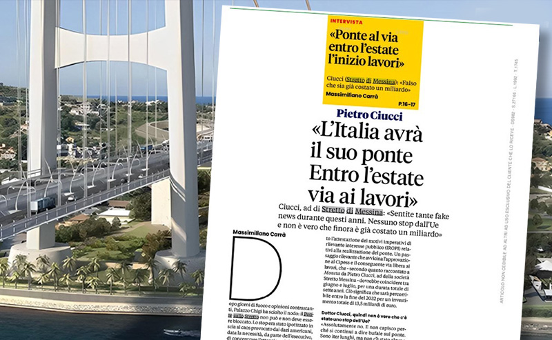PONTE STRETTO, AD CIUCCI: AVVIO LAVORI IN ESTATE - Stretto di Messina S.p.A.